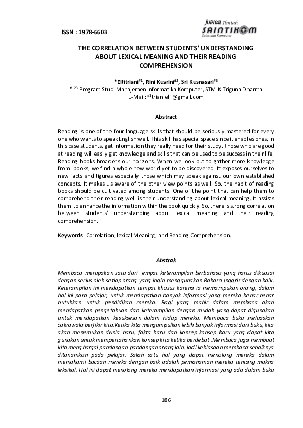 (PDF) The Correlation Between Students ’ Understanding About Lexical ...