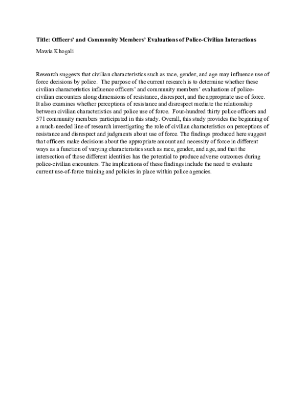 (PDF) Officers’ and Community Members’ Evaluations of Police–Civilian ...