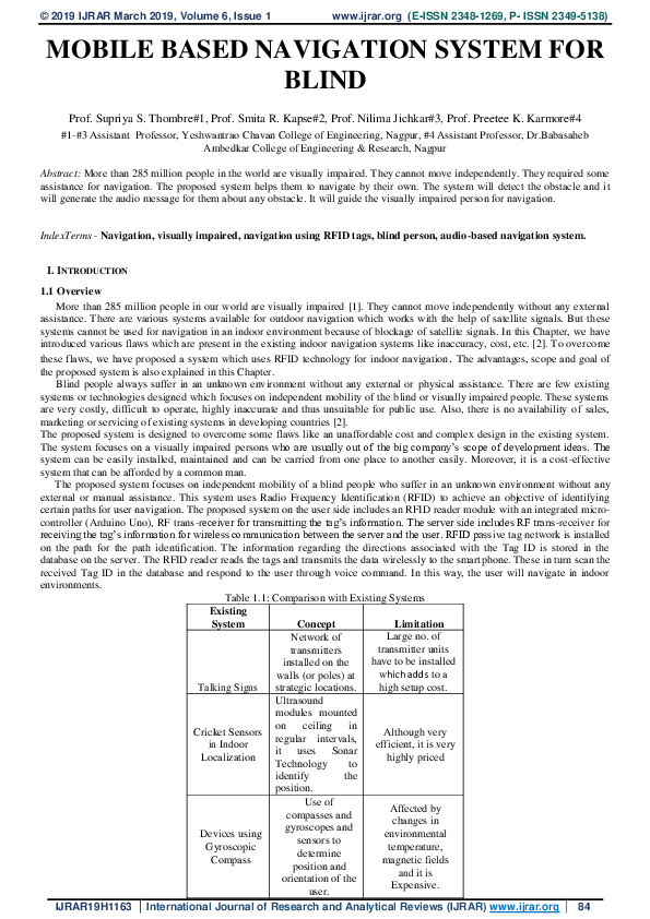 (PDF) Mobile Based Navigation System for Blind