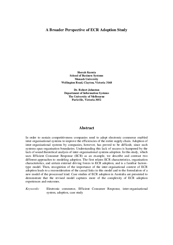 (PDF) A Broader Perspective of ECR Adoption Study