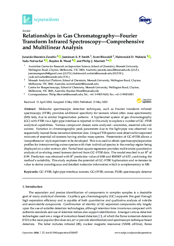 (PDF) Relationships in Gas Chromatography—Fourier Transform Infrared ...