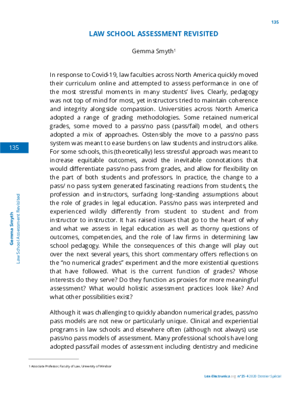 (PDF) Law School Assessment Revisited