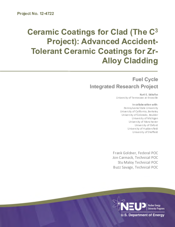 (PDF) Ceramic Coatings for Clad (The C 3 Project): Advanced Accident ...