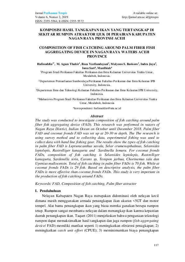 (PDF) Komposisi Hasil Tangkapan Ikan Yang Tertangkap DI Sekitar Rumpon ...