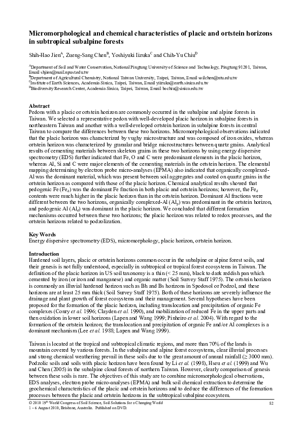 (PDF) Micromorphological and chemical characteristics of placic and ...