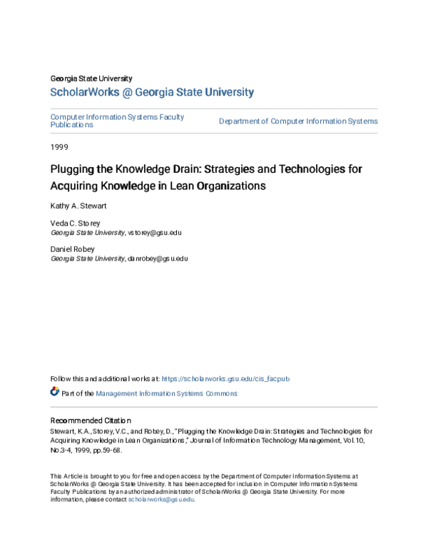(PDF) Plugging the Knowledge Drain: Strategies and Technologies for ...