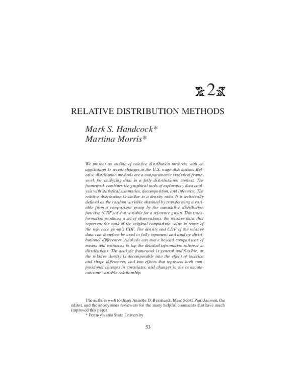 (PDF) Relative distribution methods