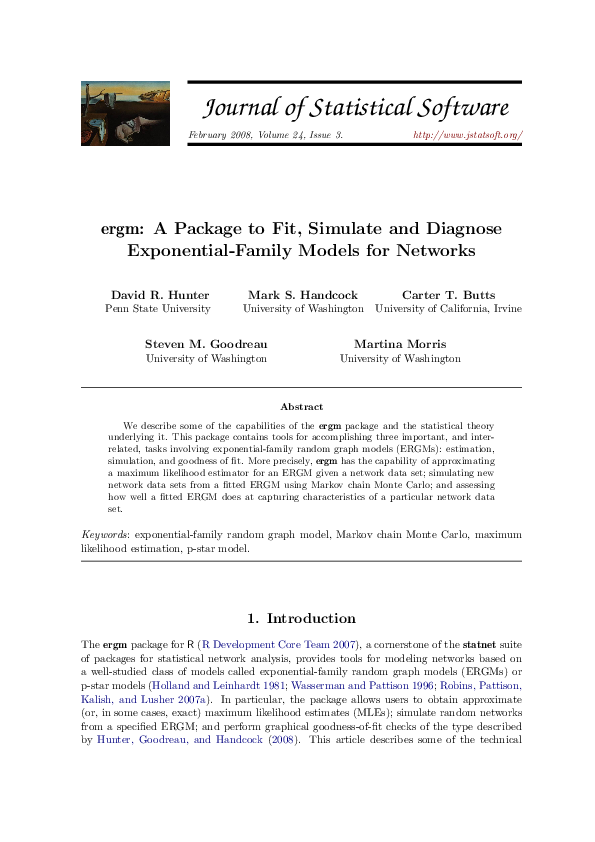 (PDF) ergm: A Package to Fit, Simulate and Diagnose Exponential-Family ...