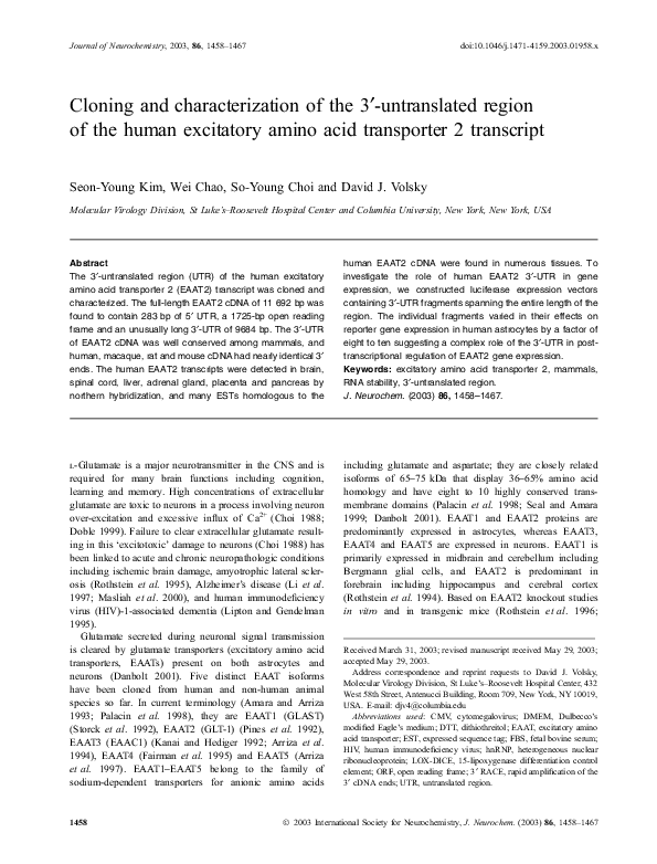 (PDF) Cloning and characterization of the 3′-untranslated region of the ...