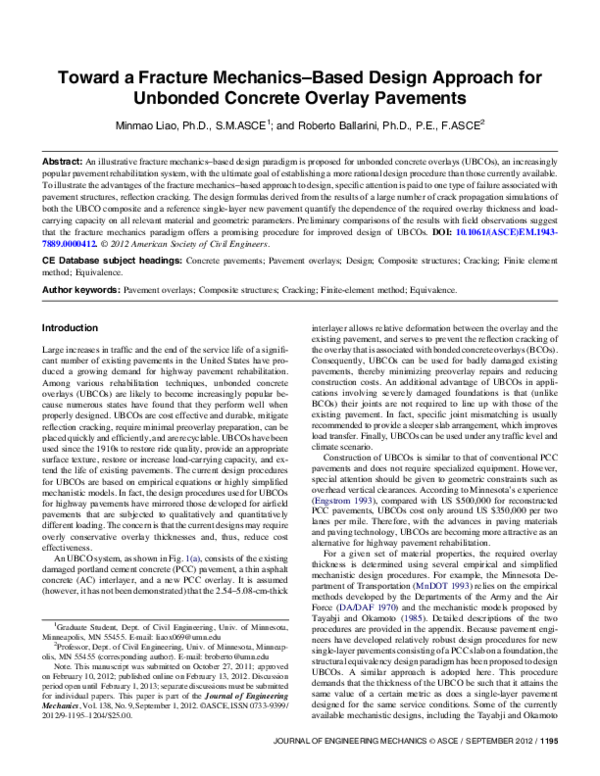 (PDF) Toward a Fracture Mechanics–Based Design Approach for Unbonded ...