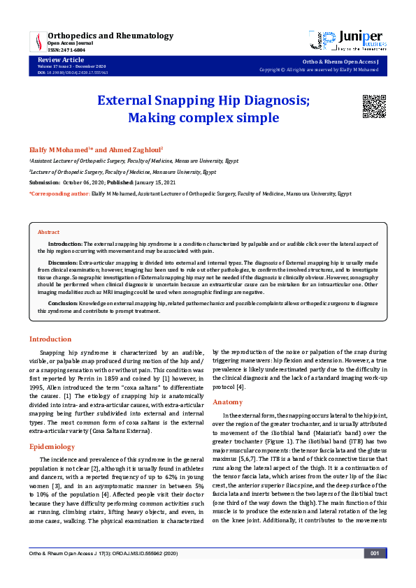 (PDF) External Snapping Hip Diagnosis; Making complex simple