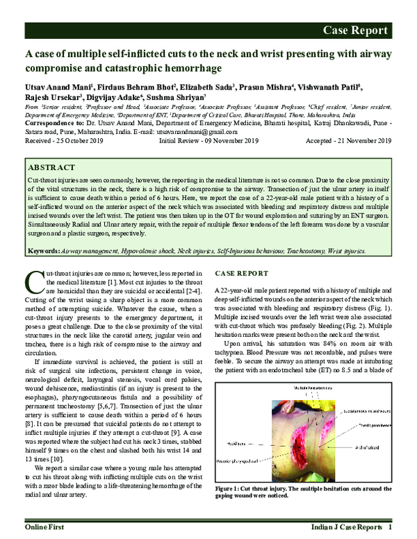 (PDF) A Case of Multiple Self-Inflicted Cuts to the Neck and Wrist ...