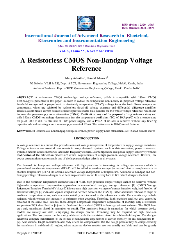 (PDF) A Resistorless CMOS Non-Bandgap Voltage Reference