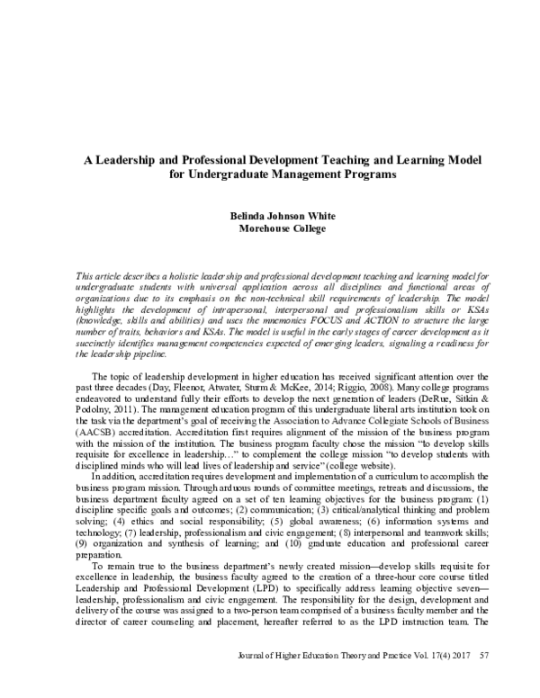 (PDF) A Leadership and Professional Development Teaching and Learning ...