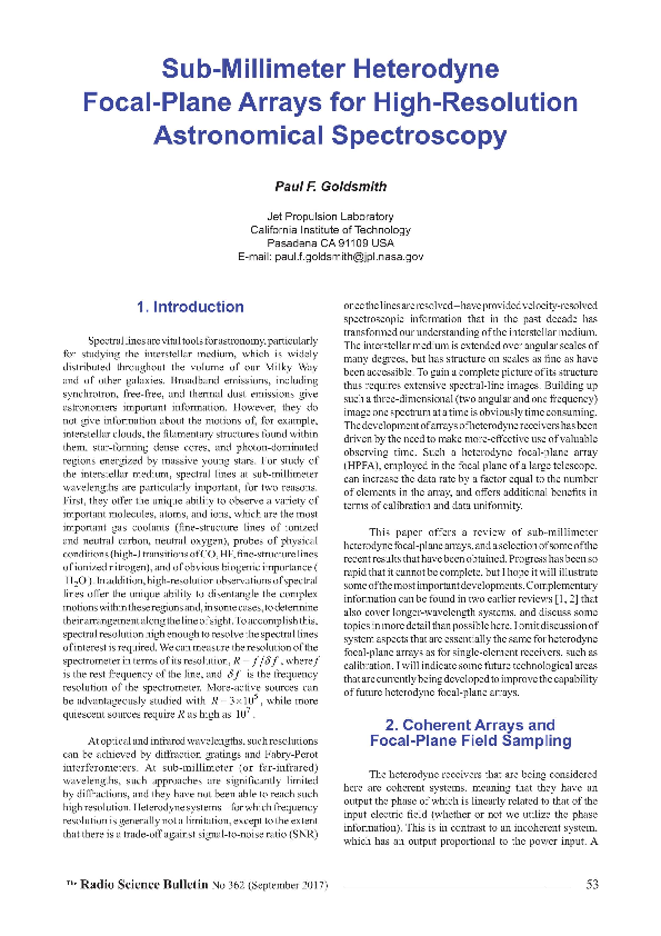 (PDF) Sub-millimeter heterodyne focal-plane arrays for high-resolution ...