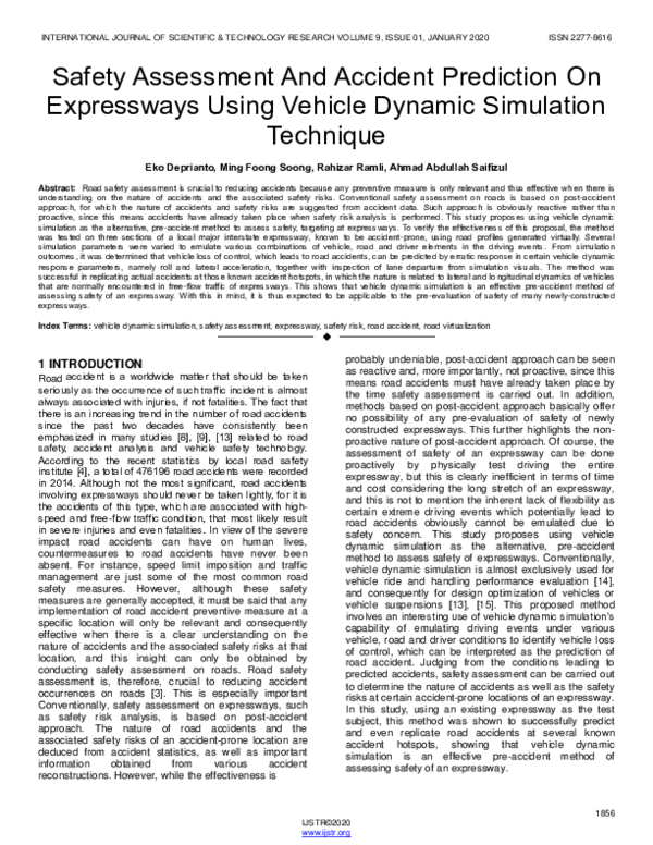 (PDF) Safety Assessment And Accident Prediction On Expressways Using Vehicle Dynamic Simulation ...