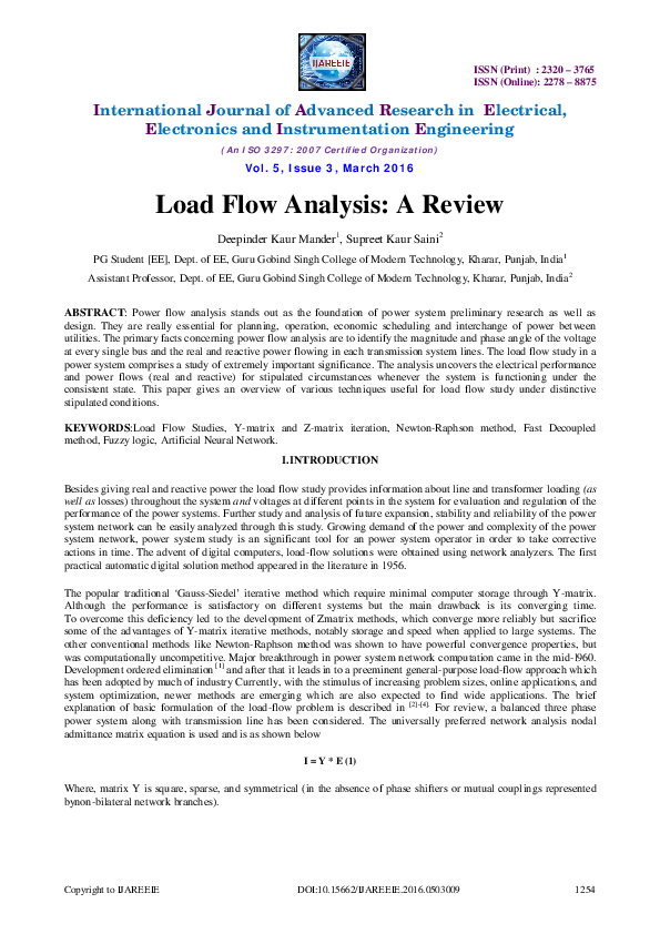 (PDF) Load Flow Analysis: A Review | Supreet Saini - Academia.edu
