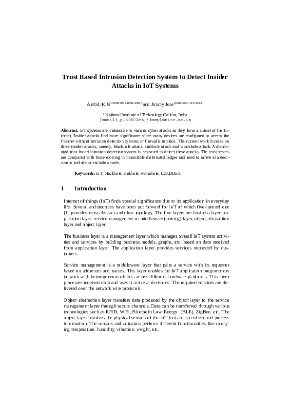 (PDF) Trust Based Intrusion Detection System to Detect Insider Attacks ...