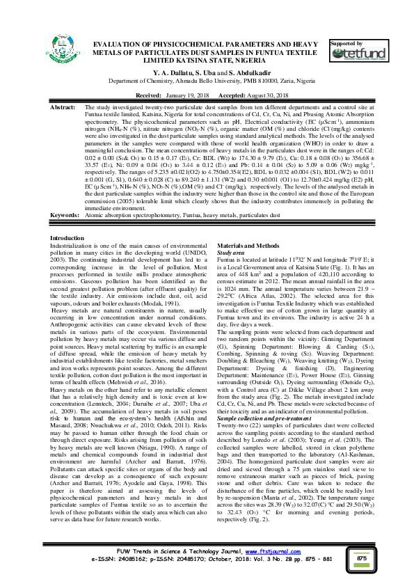 (PDF) Evaluation of Physicochemical Parameters and Heavy Metals of ...
