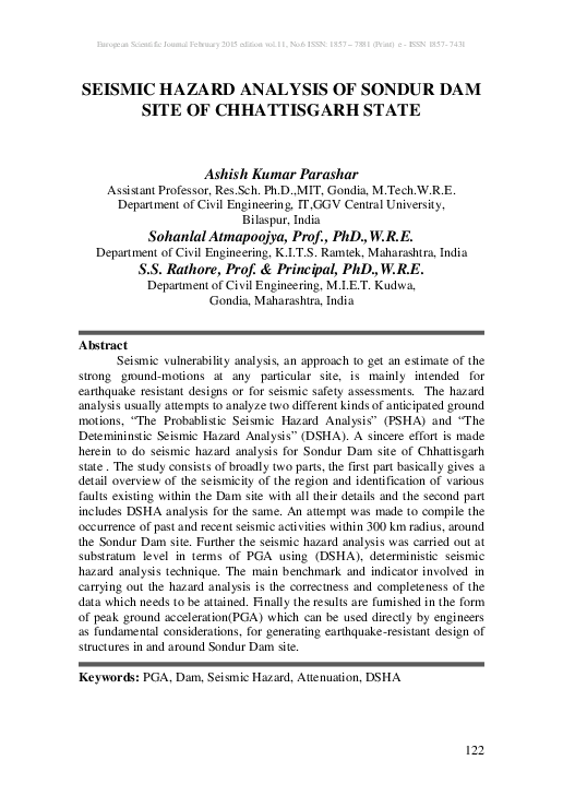 (PDF) Asian Resonance Seismic Hazard Analysis for Sikaser Dam of ...