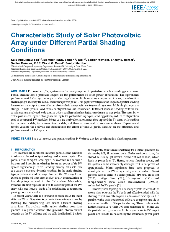 (PDF) Characteristic Study of Solar Photovoltaic Array under Different ...