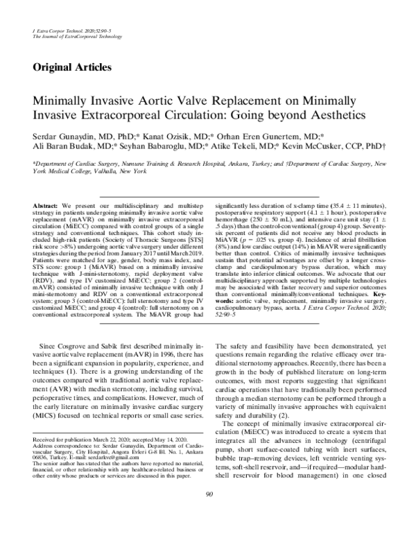 (PDF) Minimally Invasive Aortic Valve Replacement on Minimally Invasive ...