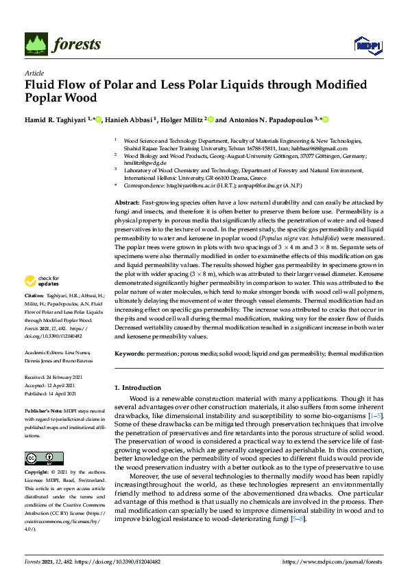 (PDF) Fluid Flow of Polar and Less Polar Liquids through Modified ...