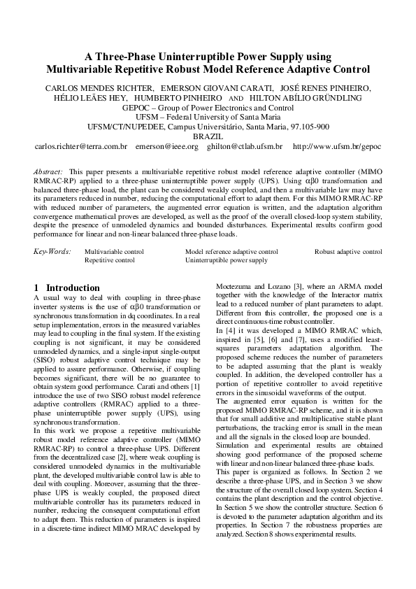 (PDF) A Three-Phase Uninterruptible Power Supply using Multivariable Repetitive Robust Model ...
