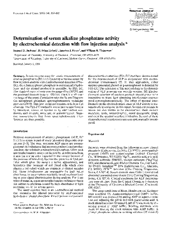 (PDF) Determination of Serum Alkaline Phosphatase Activity by ...