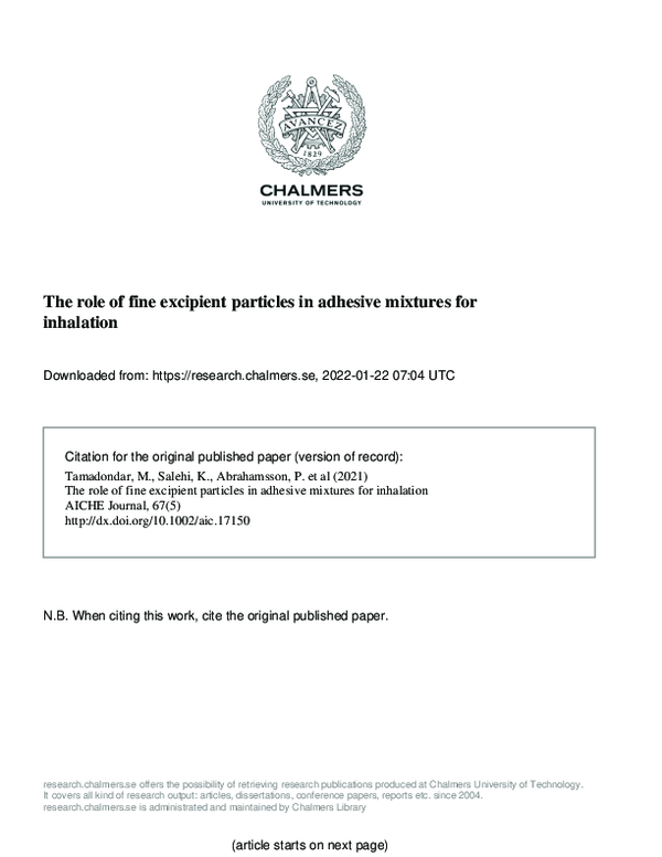 (PDF) The role of fine excipient particles in adhesive mixtures for ...
