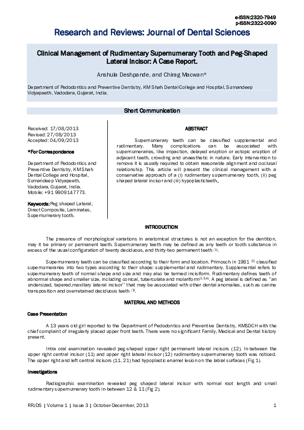 (PDF) Research and Reviews: Journal of Dental Sciences Clinical ...