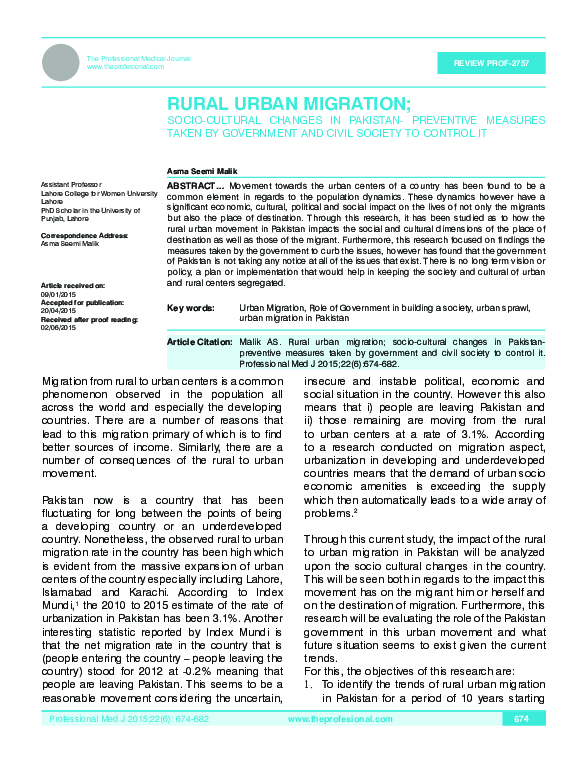 (PDF) Rural Urban Migration