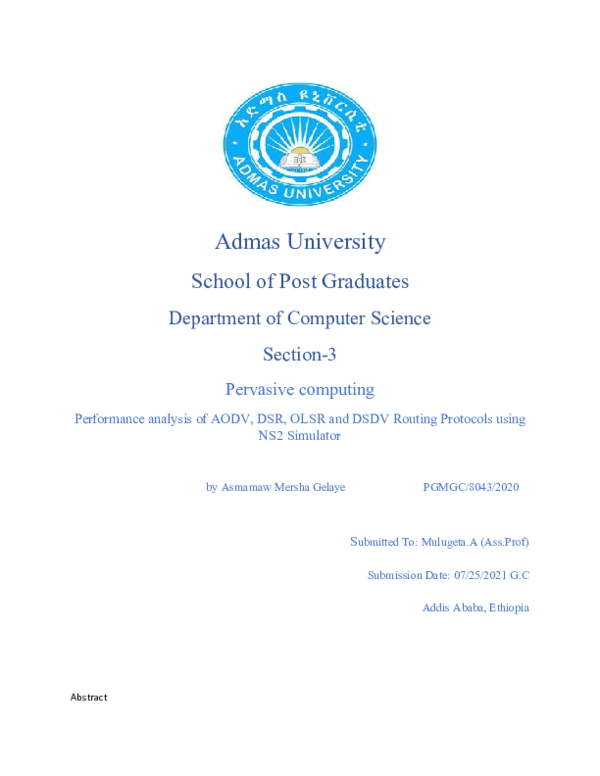Doc Performance Analysis Of Aodv Dsr Olsr And Dsdv Routing