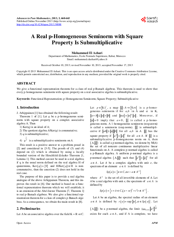(PDF) Open Access APM A Real p-Homogeneous Seminorm with Square ...