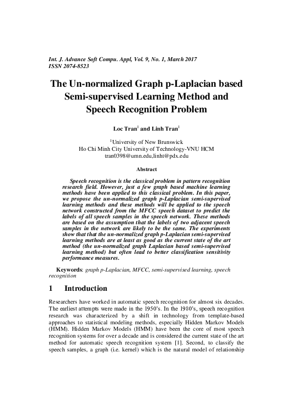 Pdf The Un Normalized Graph P Laplacian Based Semi Supervised