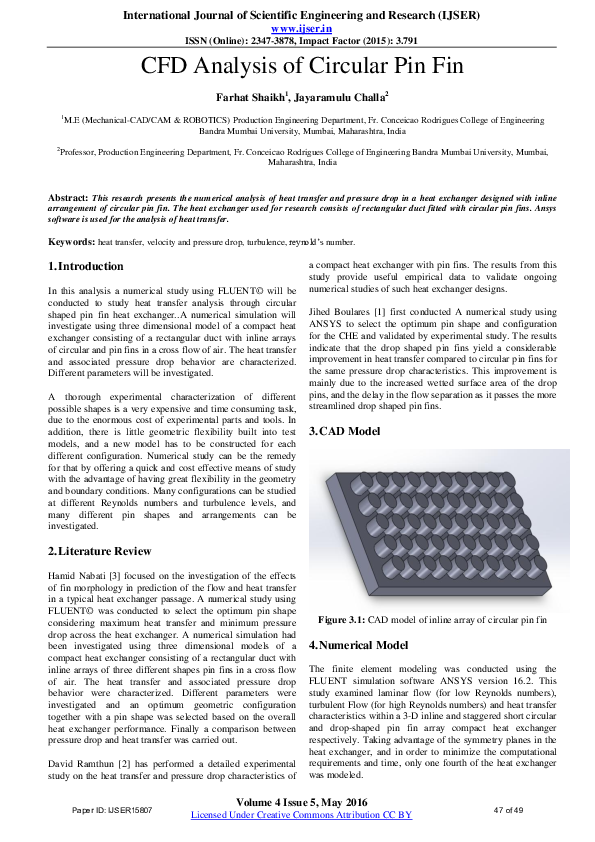 (PDF) CFD Analysis of Circular Pin Fin