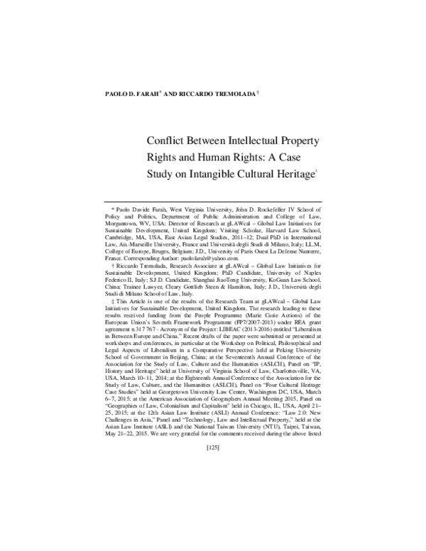 (PDF) Conflict between Intellectual Property Rights and Human Rights: A ...