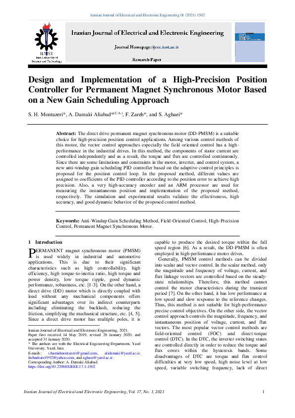 Pdf Design And Implementation Of A High Precision Position Controller For Permanent Magnet