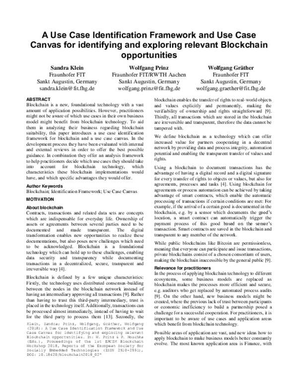 (PDF) A Use Case Identification Framework and Use Case Canvas for ...
