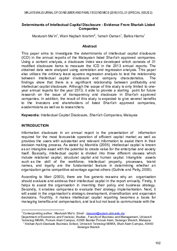 (PDF) Determinants of Intellectual Capital Disclosure : Evidence From ...