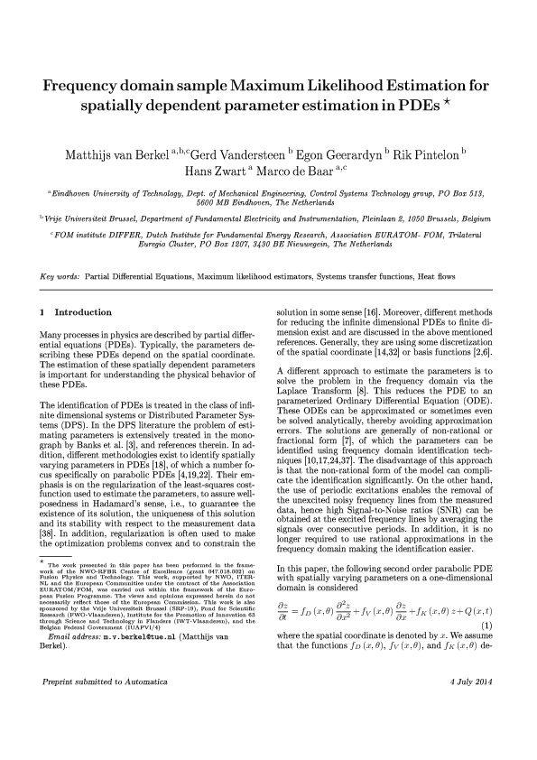 Pdf Frequency Domain Sample Maximum Likelihood Estimation For Spatially Dependent Parameter