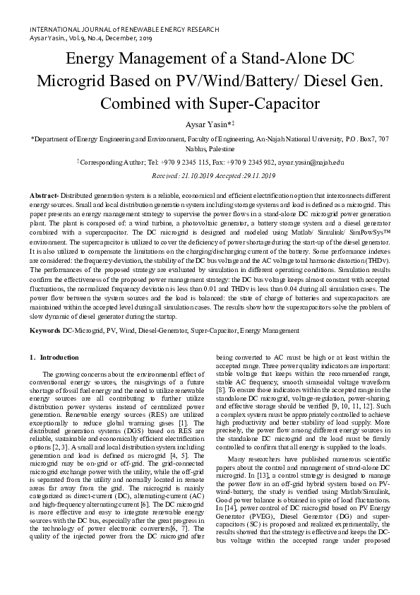 (PDF) Energy Management of a Stand-Alone DC Microgrid Based on PV/Wind ...