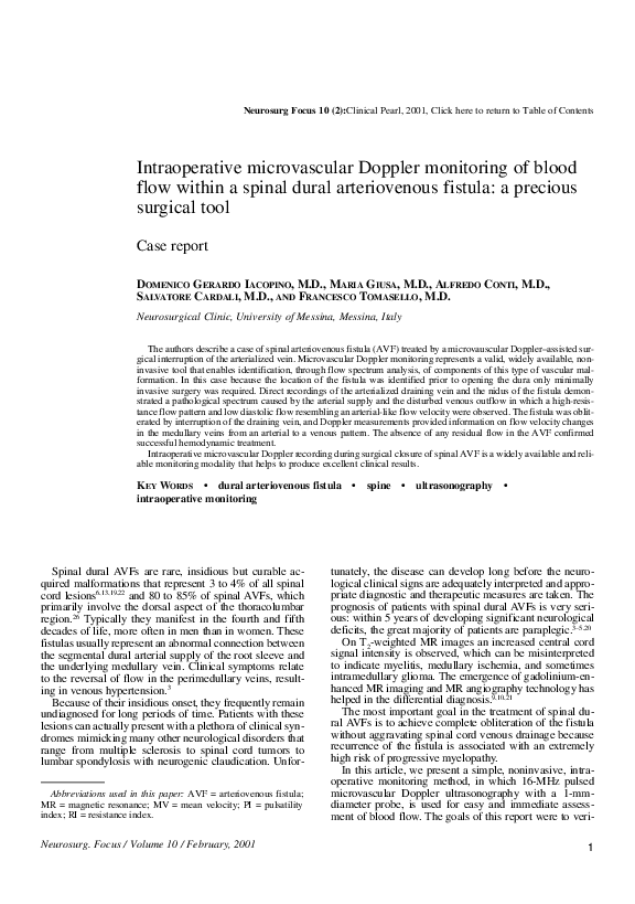 (PDF) Intraoperative microvascular Doppler monitoring of blood flow ...