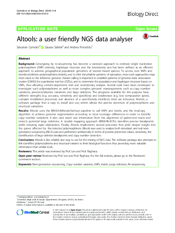 (PDF) Altools: a user friendly NGS data analyser