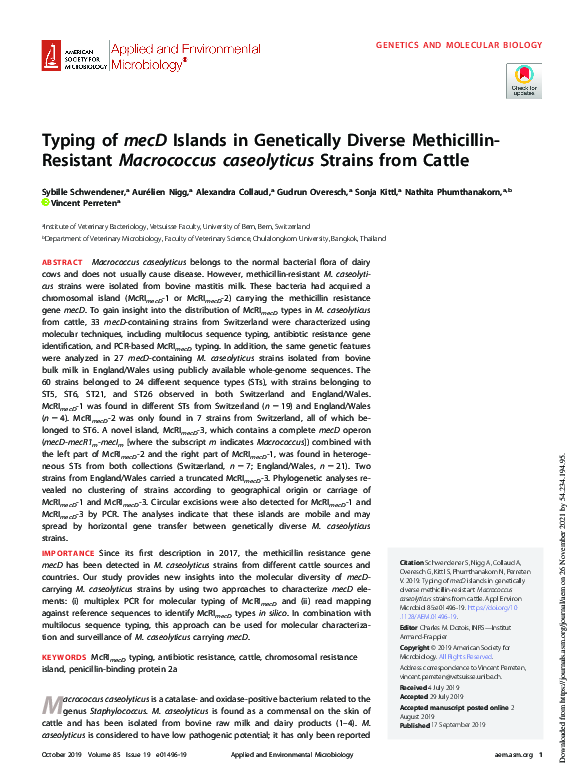 (PDF) Typing of mecD-islands in genetically diverse methicillin ...