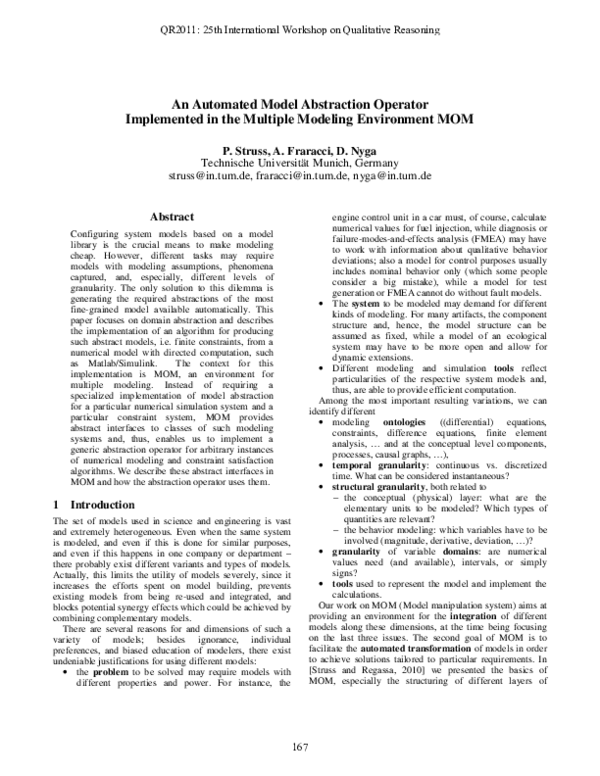 (PDF) An Automated Model Abstraction Operator Implemented in the Multiple Modeling Environment MOM