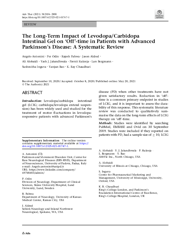 (PDF) The Long-Term Impact of Levodopa/Carbidopa Intestinal Gel on ‘Off ...