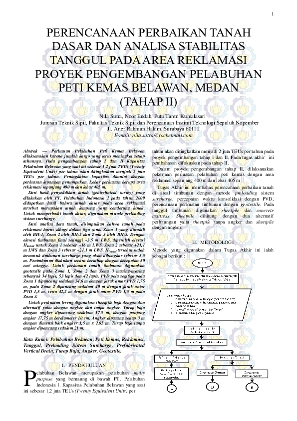 (PDF) Perencanaan Perbaikan Tanah Dasar Dan Analisa Stabilitas Tanggul Pada Area Reklamasi ...