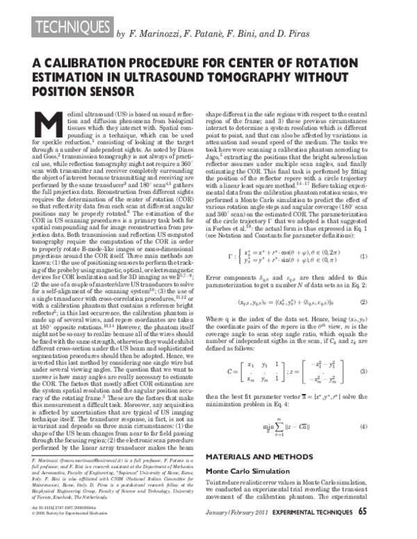 (PDF) A Calibration Procedure for Center of Rotation Estimation in ...