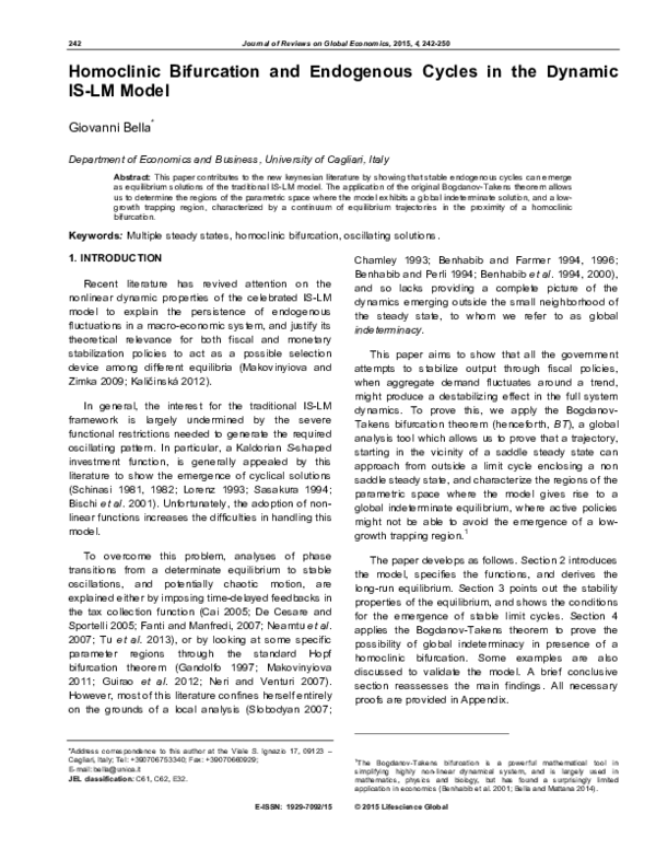 (PDF) Homoclinic Bifurcation and Endogenous Cycles in the Dynamic IS-LM ...